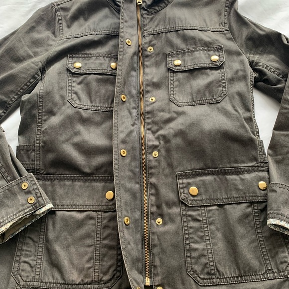 J. Crew | Jackets & Coats | Jcrew Field Jacket Olive Green W Floral Trim | Poshmark